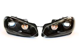 European Golf R Xenon Headlights (One Pair) with All Black Housings